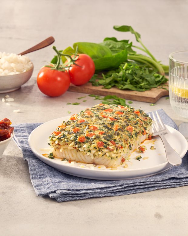 Ryba z pieca z ryżem i sosem szpinakowym - FRoSTA.pl